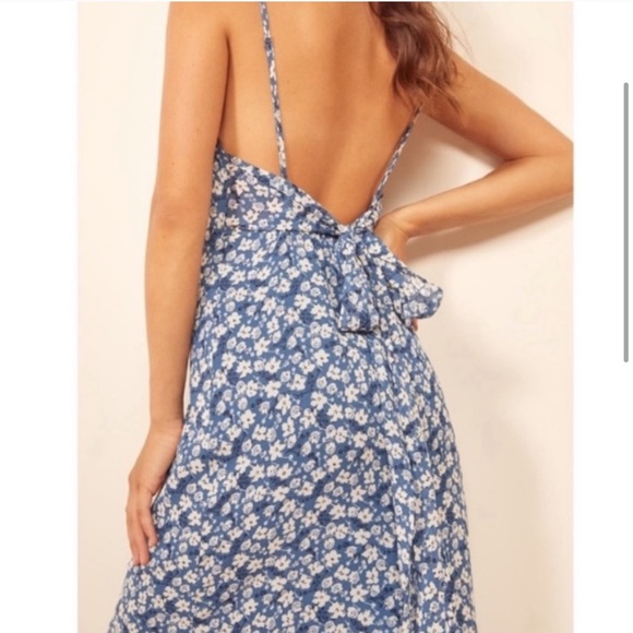 Reformation | Dresses | Reformation Blue And White Midi Dress | Poshmark